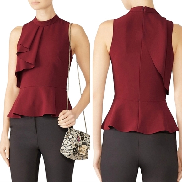 Parker | Tops | Parker Gillian Peplum Top In Claret | Poshmark